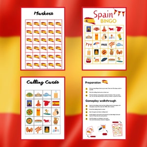 Spain Bingo - Travel Bingo - 30 Spain Bingo Cards - Spain Party Game ...