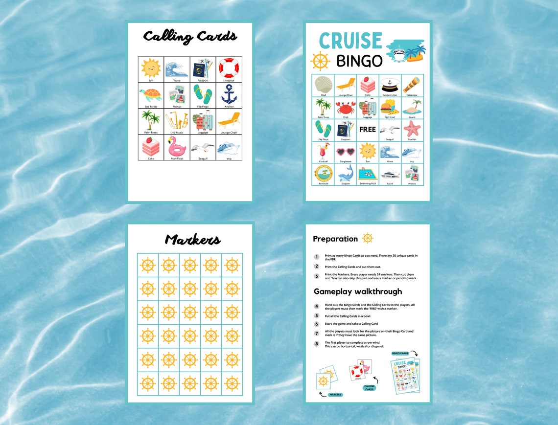 Cruise Bingo - Travel Bingo - 30 Cruise Bingo Cards - Cruise Ship Bingo ...