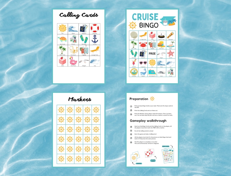 Cruise Bingo - Travel Bingo - 30 Cruise Bingo Cards - Cruise Ship Bingo ...