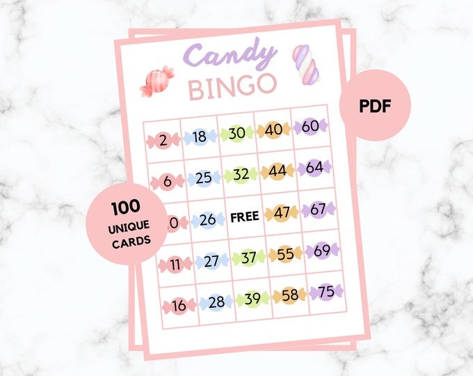 Candyland Printable/downloadable Bingo Game Candy Themed Sugar-inspired ...