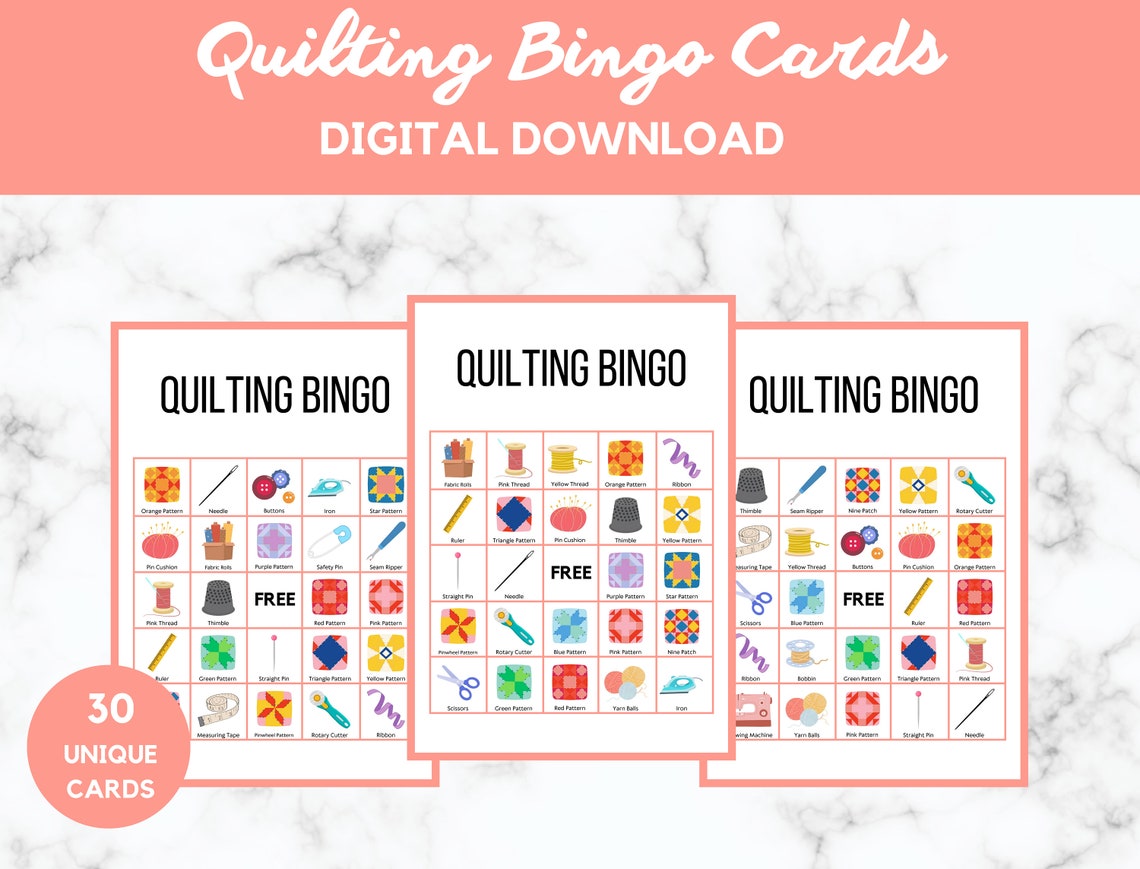 Quilt Bingo - 30 Quilt Bingo Cards - Quilt Game - Quilt Activity ...