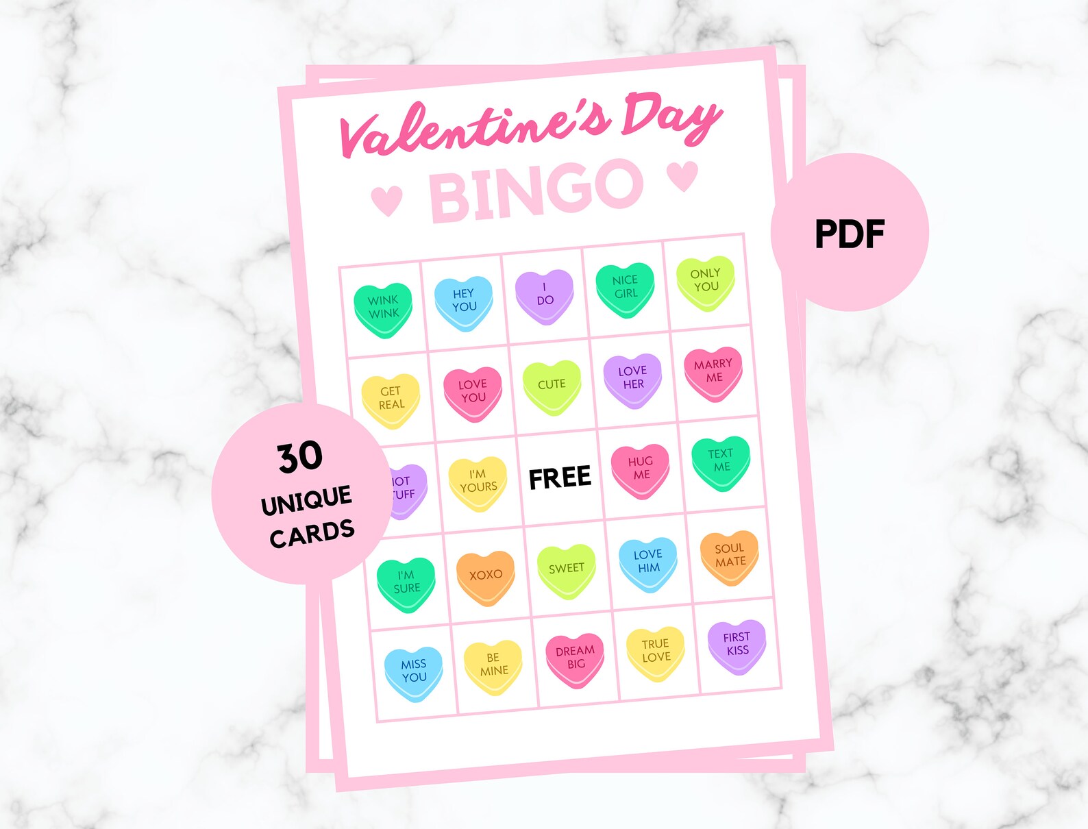 Valentine's Day Bingo 30 Valentine's Day Bingo Cards Valentine's Day ...