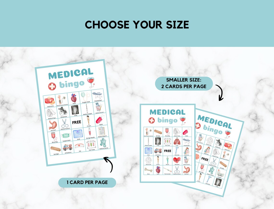 Medical Bingo - Doctor Bingo - 30 Medical Bingo Cards - Nurse Bingo ...