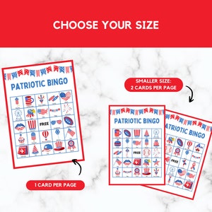 Patriotic Bingo - Independence Day Bingo - 30 4th of July Bingo Cards ...