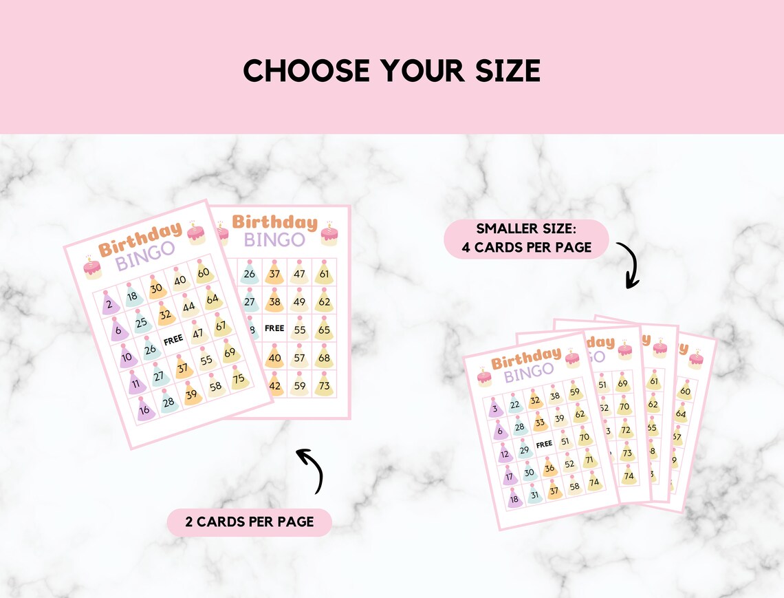 Birthday Bingo 100 Birthday Bingo Cards Birthday Party Game Happy ...