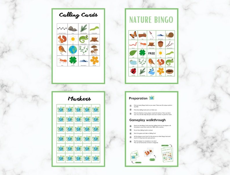 Nature Bingo - 30 Nature Bingo Cards - Nature Party Game - Nature Hike ...