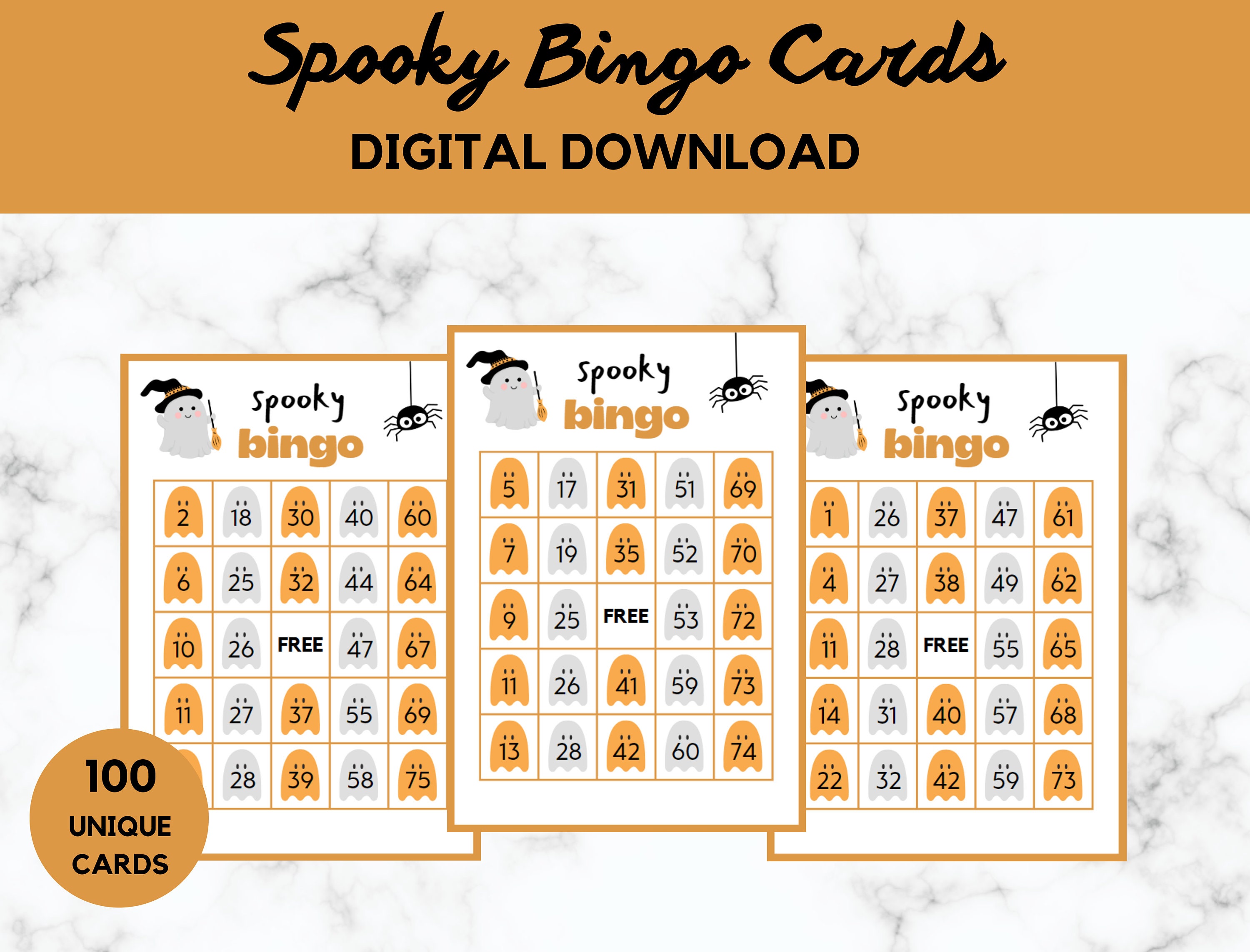 Spooky Bingo - 100 Spooky Bingo Cards - Spooky Party Game - Spooky ...
