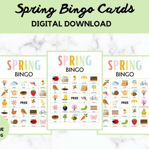 Spring Bingo - Spring Activity- 30 Spring Bingo Cards - Spring Game ...