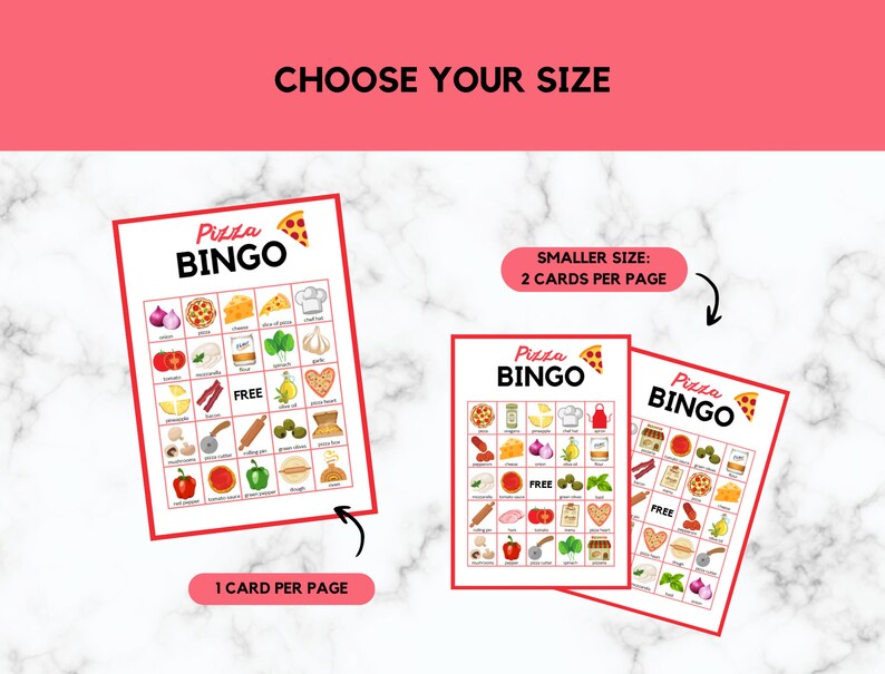 Pizza Bingo - 30 Pizza Bingo Cards - Pizza Party Game - Pizza Birthday ...