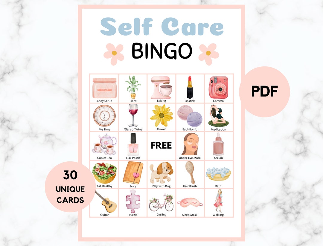 Self Care Bingo - 30 Self Care Bingo Cards - Self Care Birthday ...