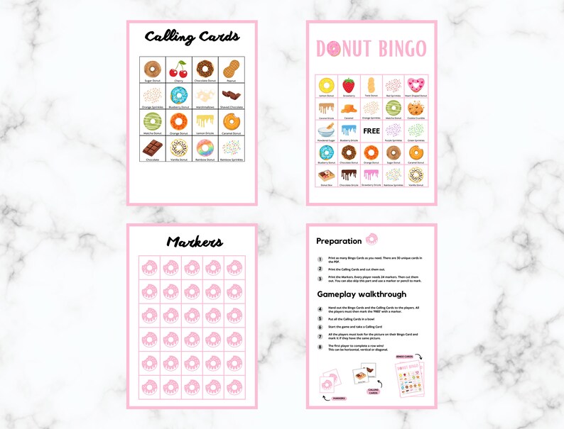 Donut Bingo - Donut Party Activity- 30 Donut Bingo Cards - Donut Party ...