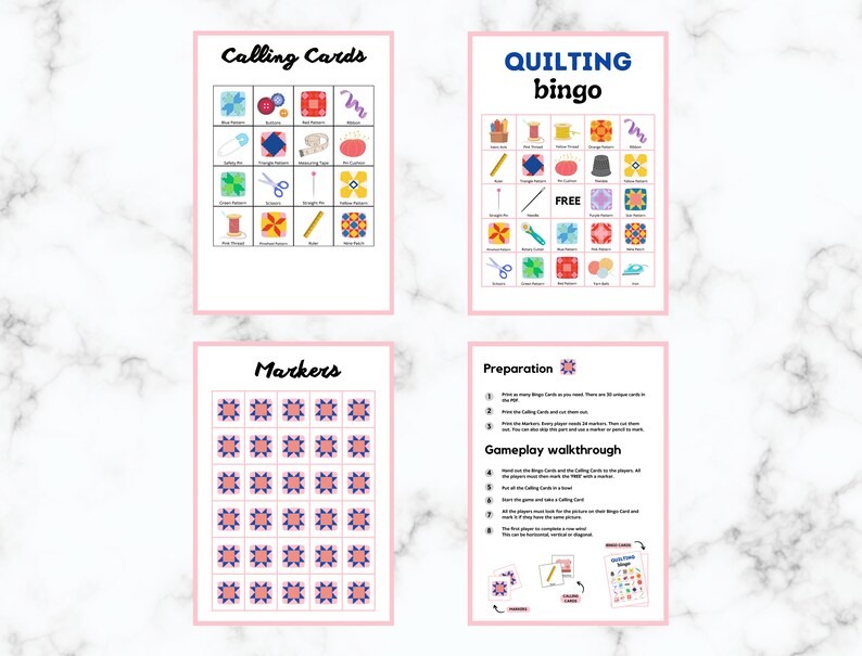 Quilt Bingo - 30 Quilt Bingo Cards - Quilt Game - Quilt Activity ...