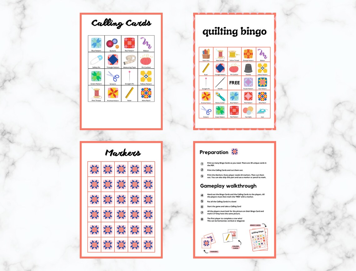 Quilt Bingo 30 Quilt Bingo Cards Quilt Game Quilt Activity Quilting ...
