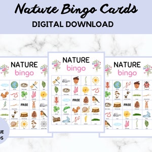 Nature Bingo 30 Nature Bingo Cards Nature Party Game Nature Hike Bingo ...