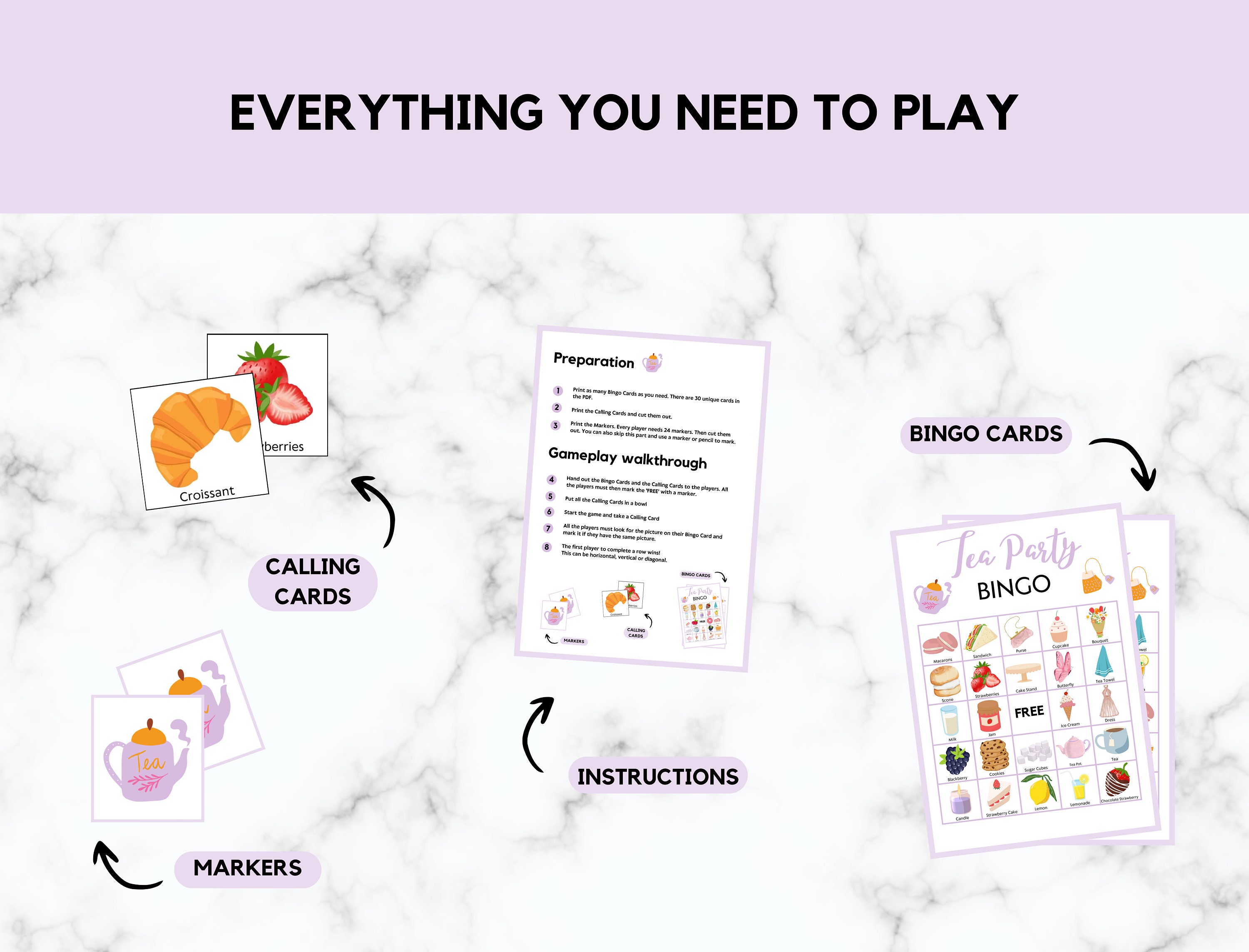 Tea Party Bingo High Tea Bingo 30 Tea Party Bingo Cards Tea Party Game ...