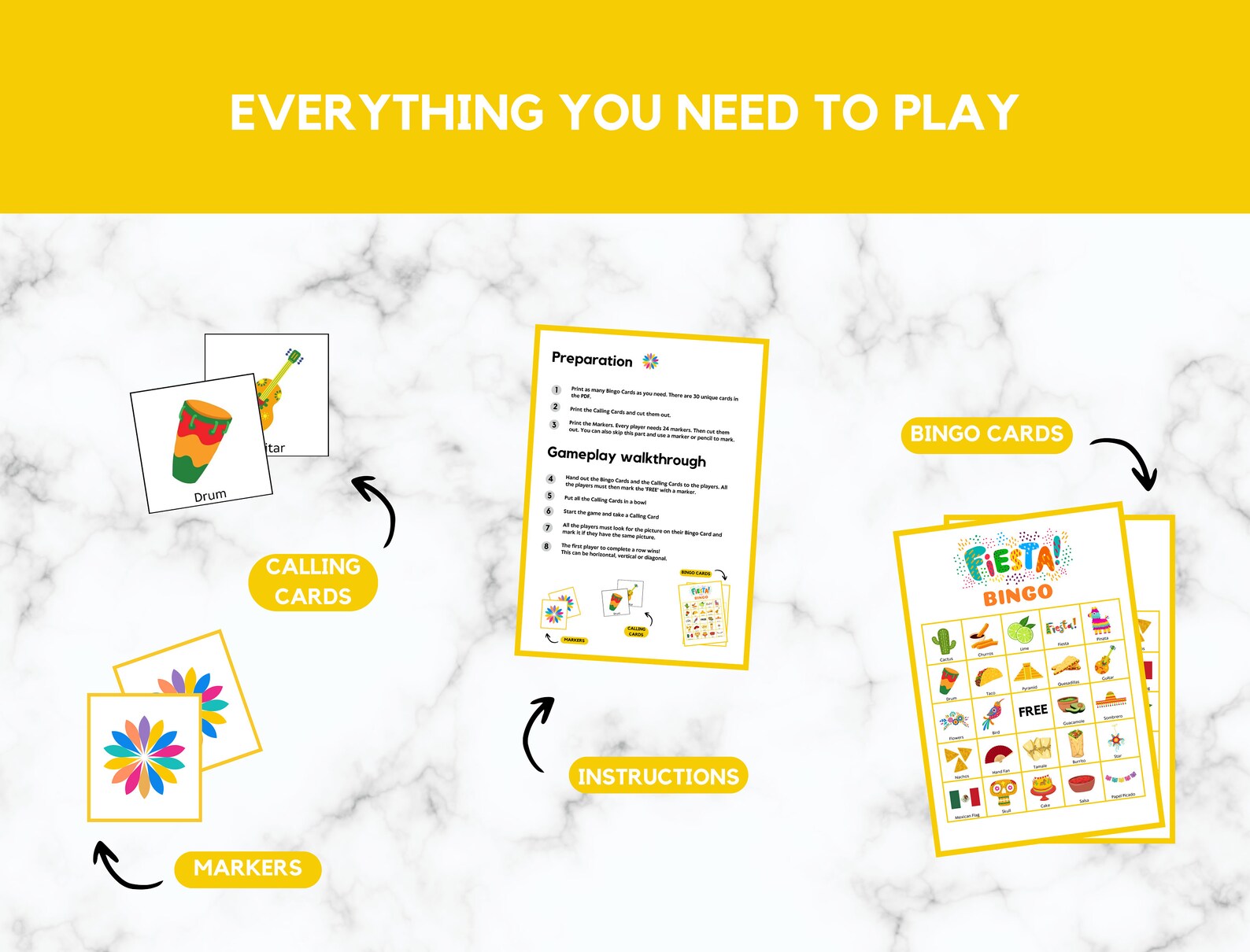 Fiesta Bingo Fiesta Activity for Kids 30 Fiesta Bingo Cards Fiesta Game Cinco De Mayo Bingo ...