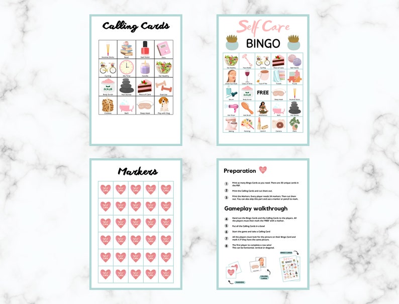 Self Care Bingo 30 Self Care Bingo Cards Self Care Birthday Printable ...