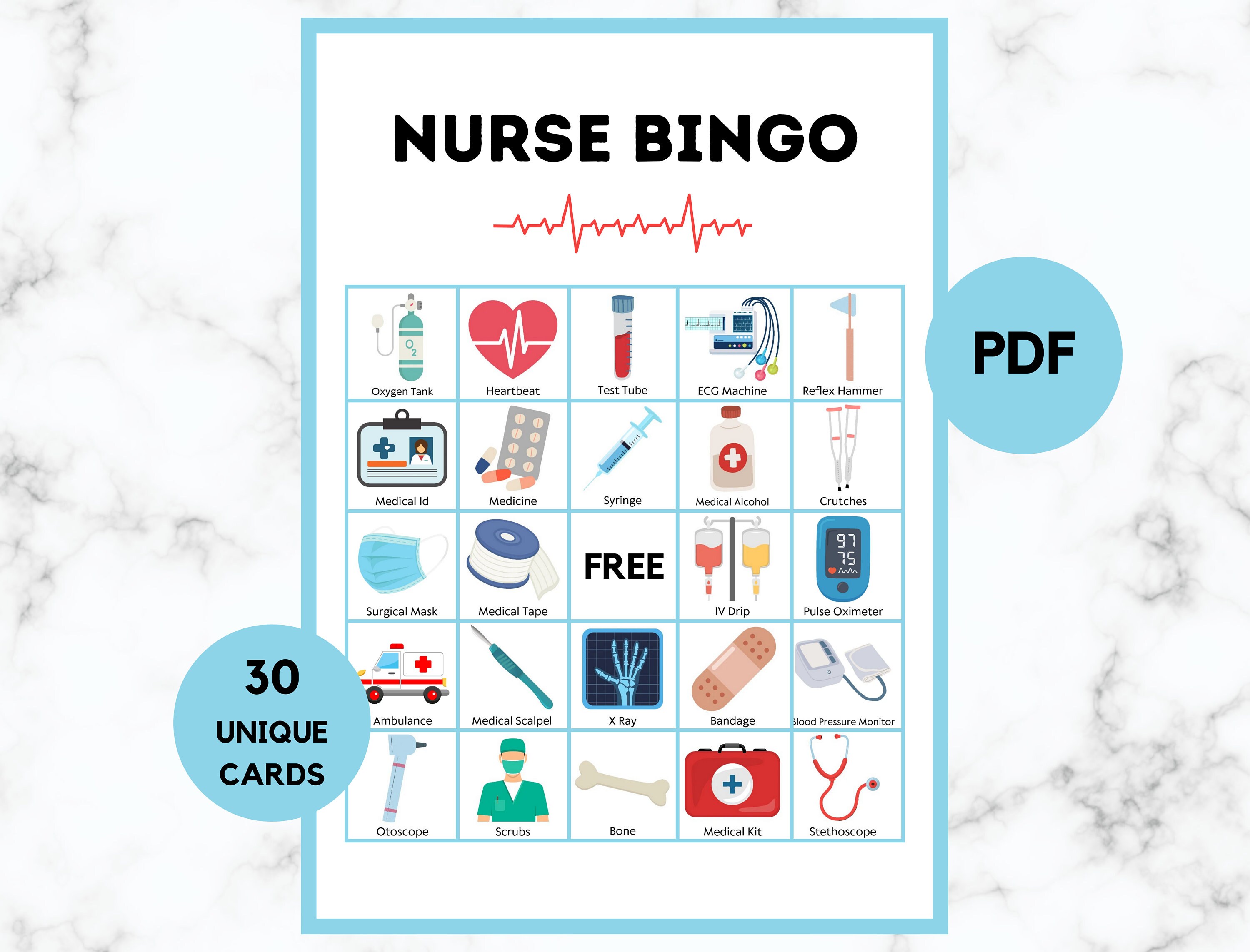 Nurse Bingo - Doctor Bingo - 30 Nurse Bingo Cards - Medical Bingo ...