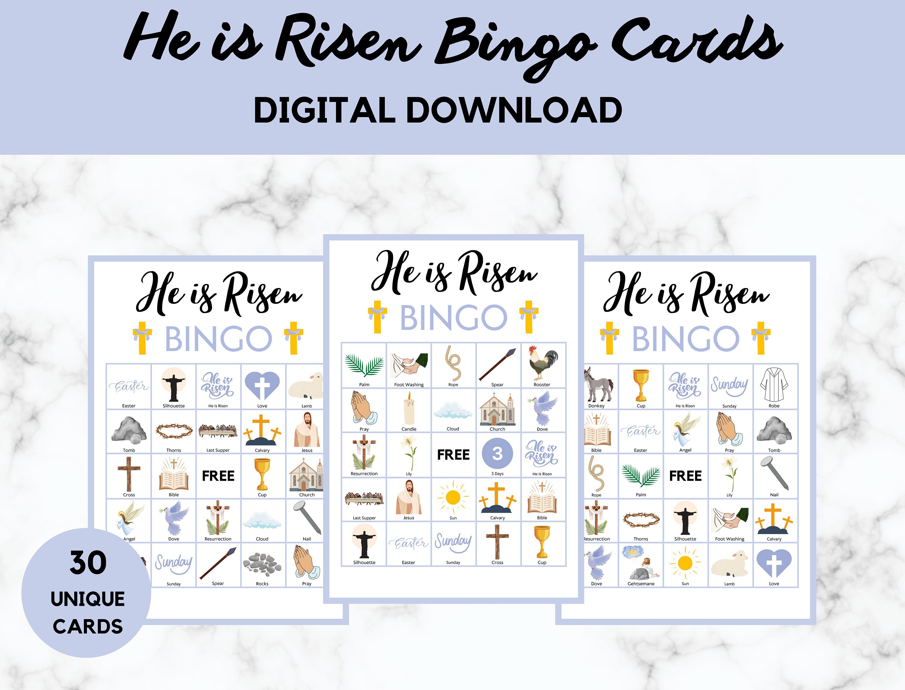 Resurrection Bingo - Easter Bible Bingo - 30 Resurrection Bingo Cards ...
