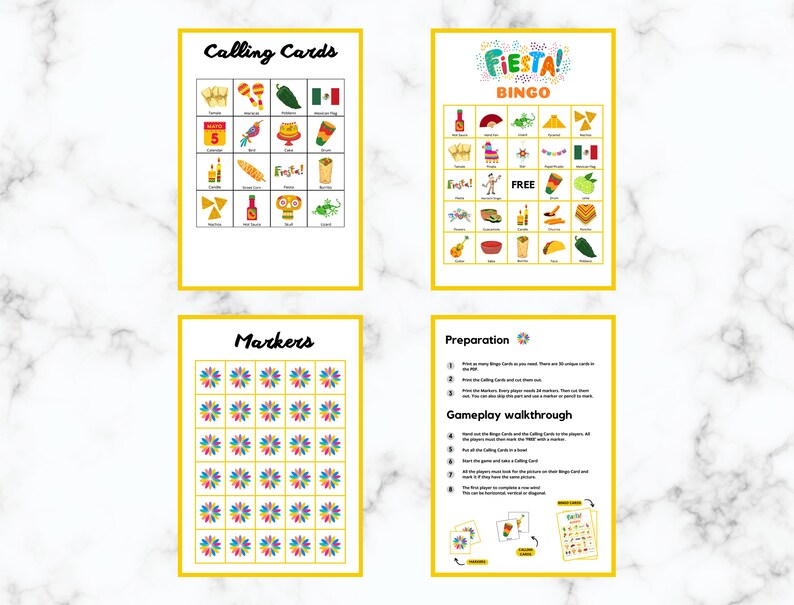 Fiesta Bingo Fiesta Activity for Kids 30 Fiesta Bingo Cards Fiesta Game ...