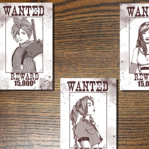 Final Fantasy 7 Wanted Posters 11x17 Inches Large Art Print : - Etsy