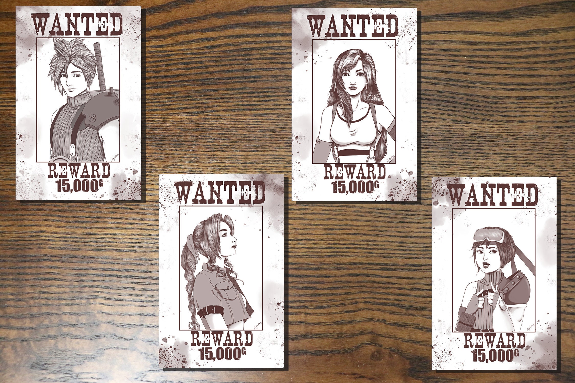 Final Fantasy 7 Wanted Posters 11x17 Inches Large Art Print : - Etsy