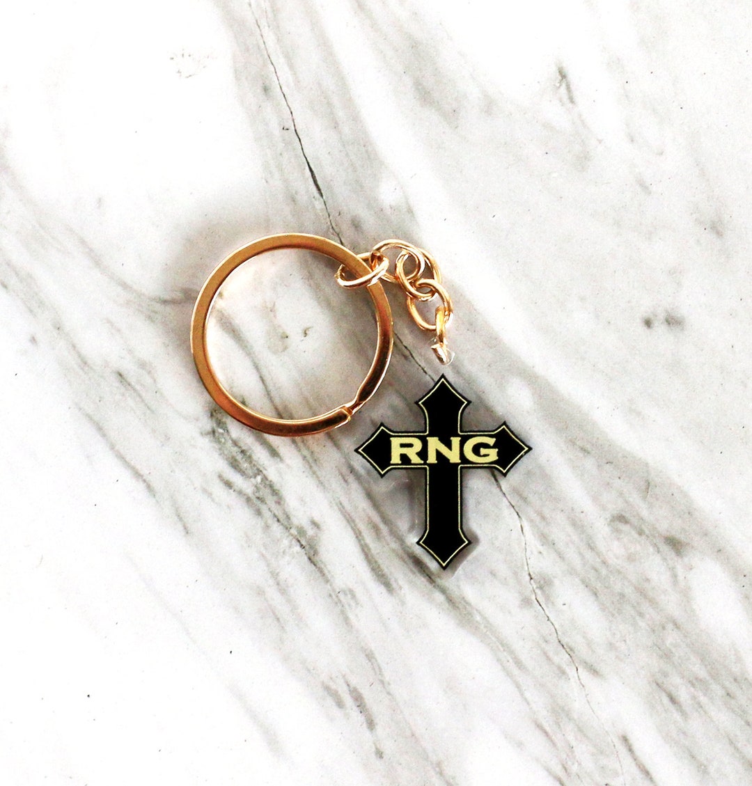 RNG Cross 1.5 Inches Acrylic Rose Gold Double Sided Keychain - Etsy