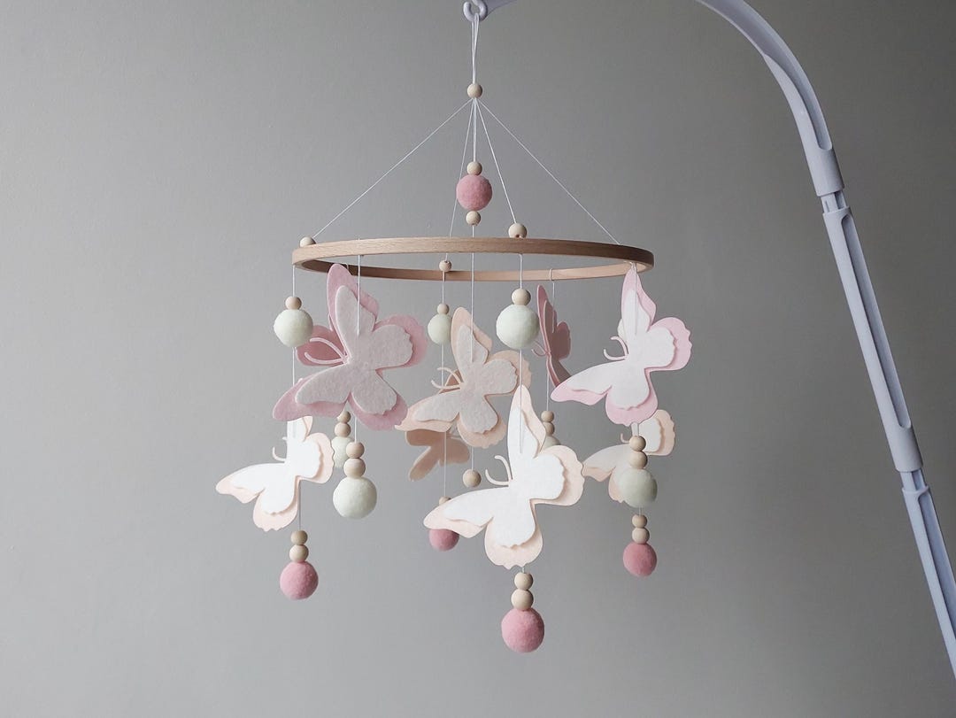 Pink Butterflies Baby Mobile Girl Butterfly Nursery Decor Crib Mobile ...