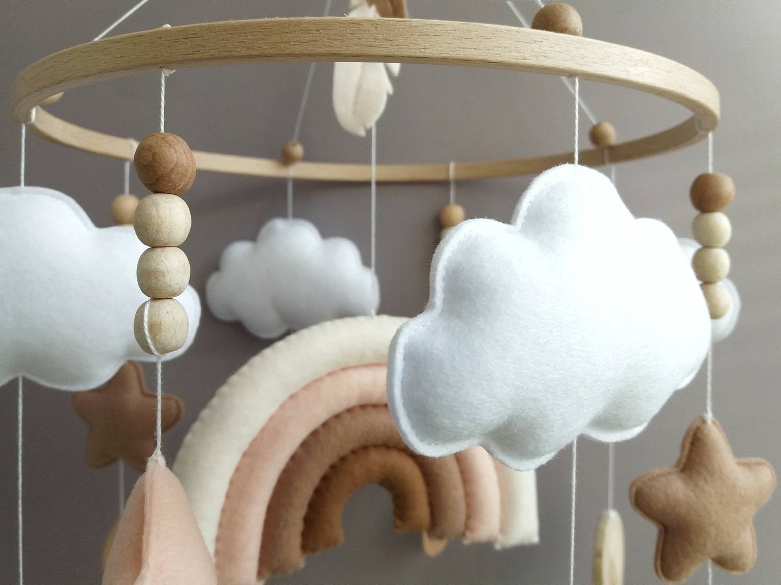 Boho Mobile Neutral Baby Mobile Rainbow Mobile Musical Bebe - Etsy