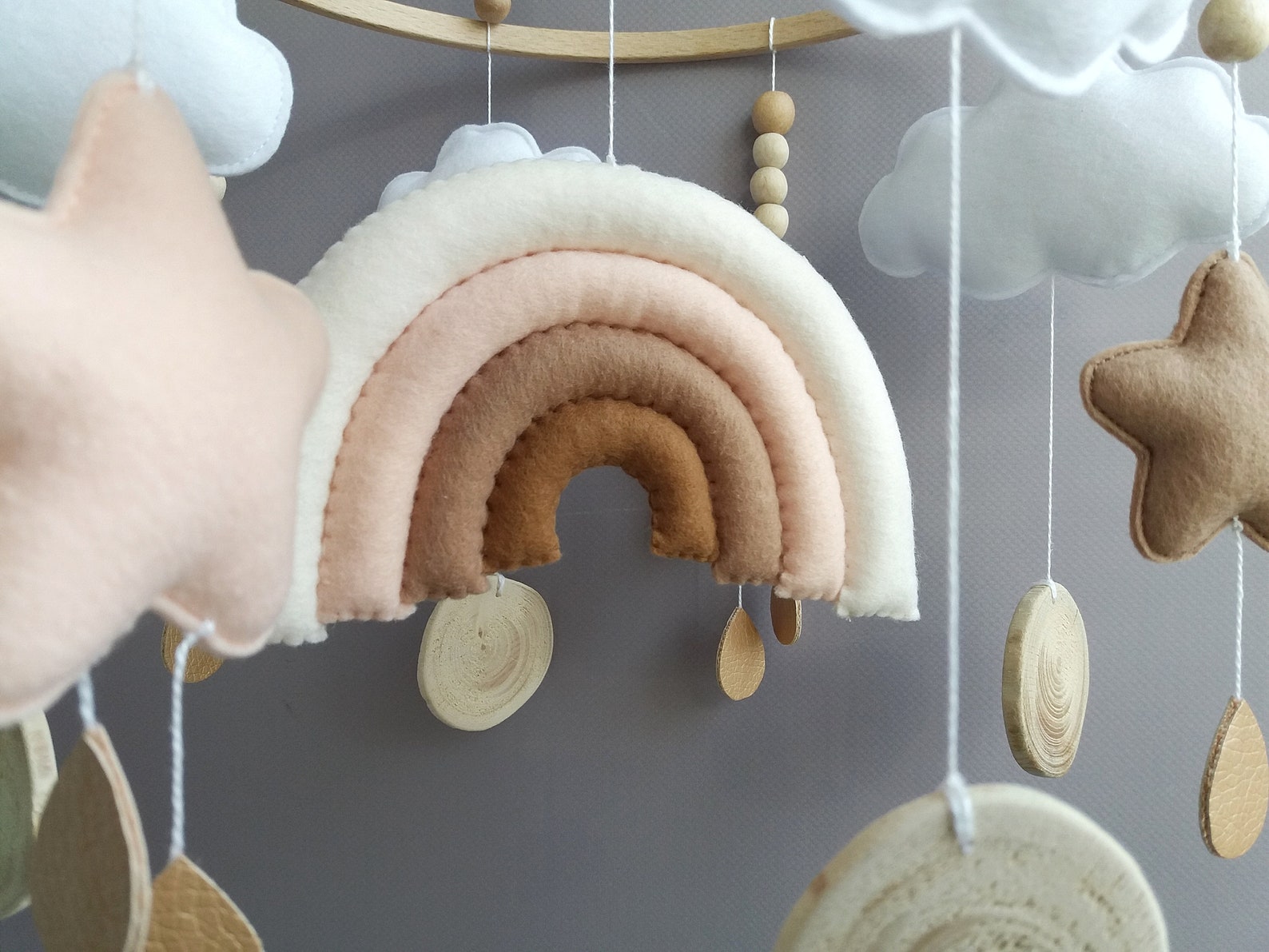 Boho Mobile Neutral Baby Mobile Rainbow Mobile Musical Bebe - Etsy