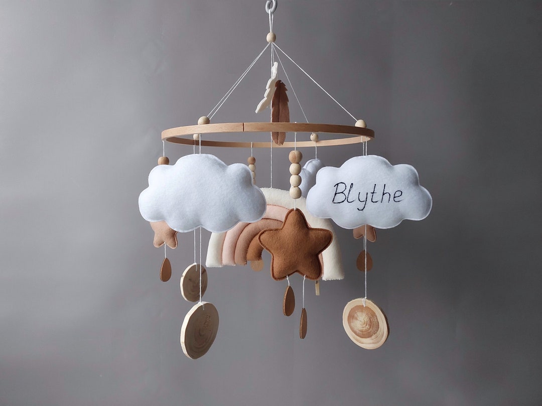 Boho Mobile Neutral Baby Mobile Rainbow Mobile Musical Bebe for Boho ...