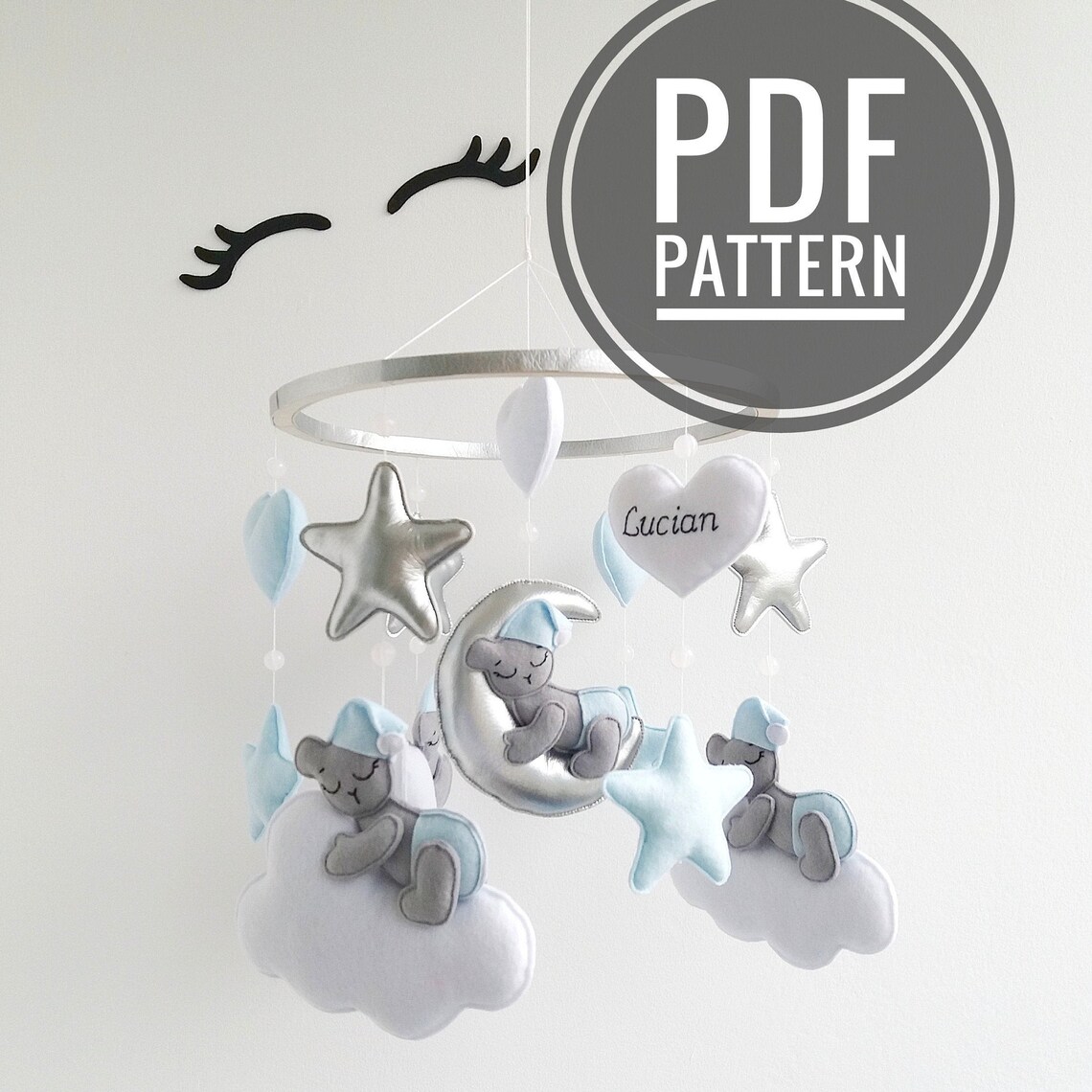 Teddy Bear Pattern Plush Pattern PDF Felt Baby Mobile Boy - Etsy
