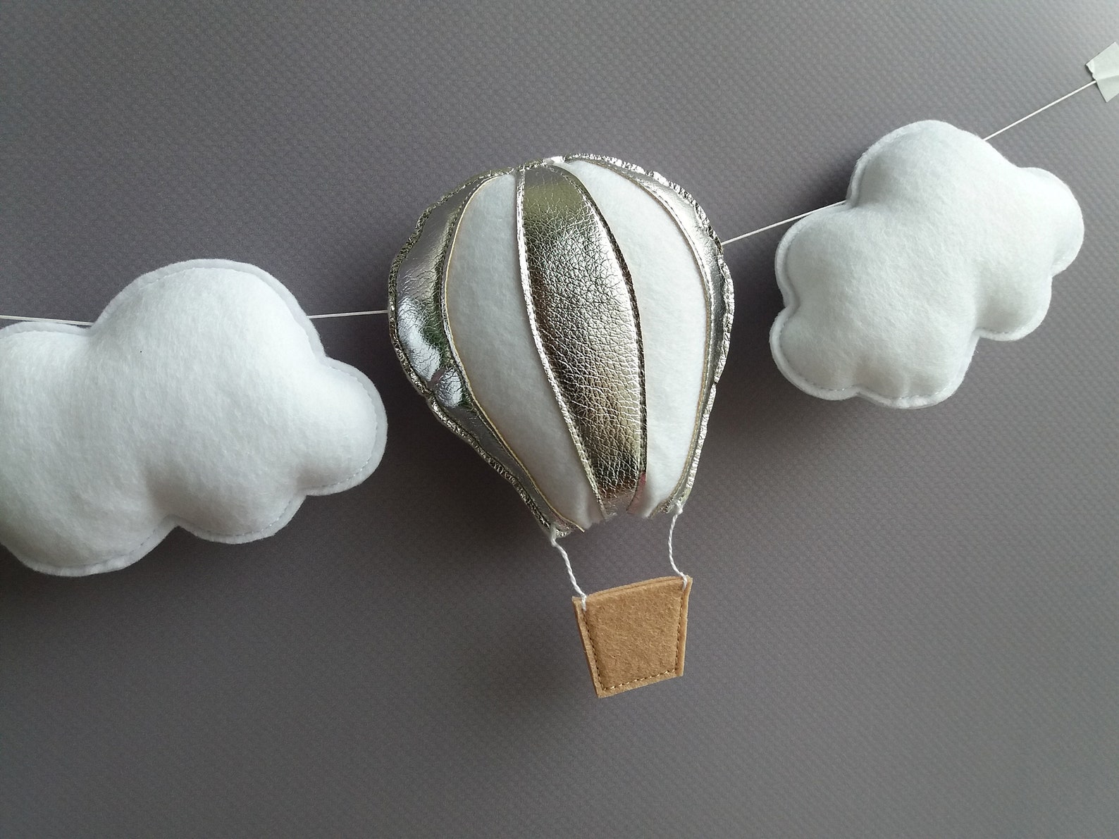 Hot Air Balloon Garland Felt Garland for Monochrome Nursery Wall Decor ...