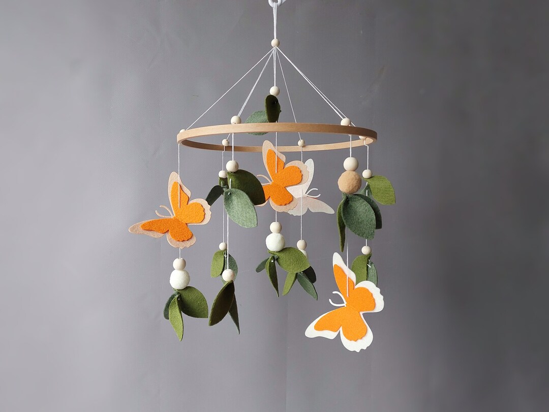 Forest Butterfly Baby Mobile Woodland Leaves Crib Mobile Musical Bebe ...