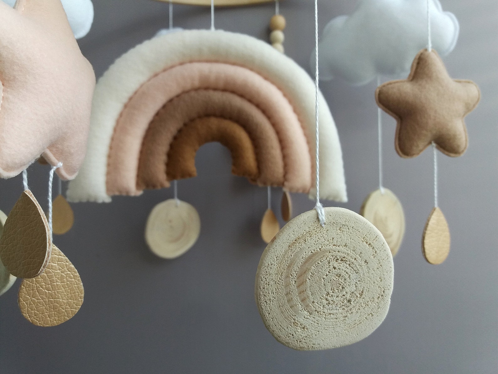 Boho Mobile Neutral Baby Mobile Rainbow Mobile Musical Bebe - Etsy