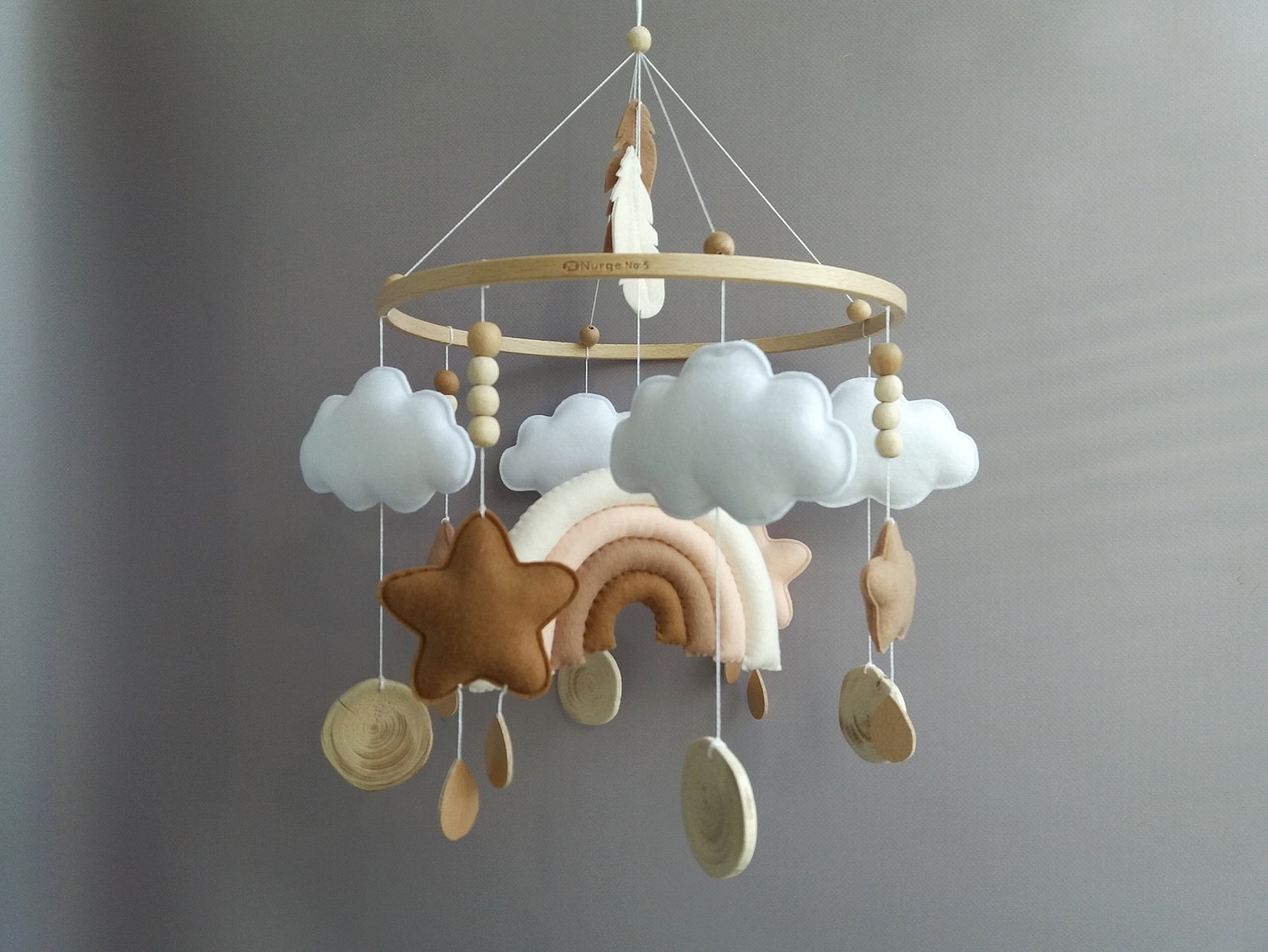 Boho Mobile Neutral Baby Mobile Rainbow Mobile Musical Bebe - Etsy