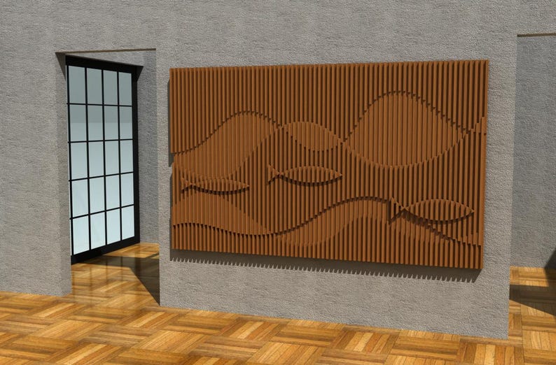 3D Wavy Wall Panel Digital Files: Ocean, Mountain, Fish Theme - Etsy