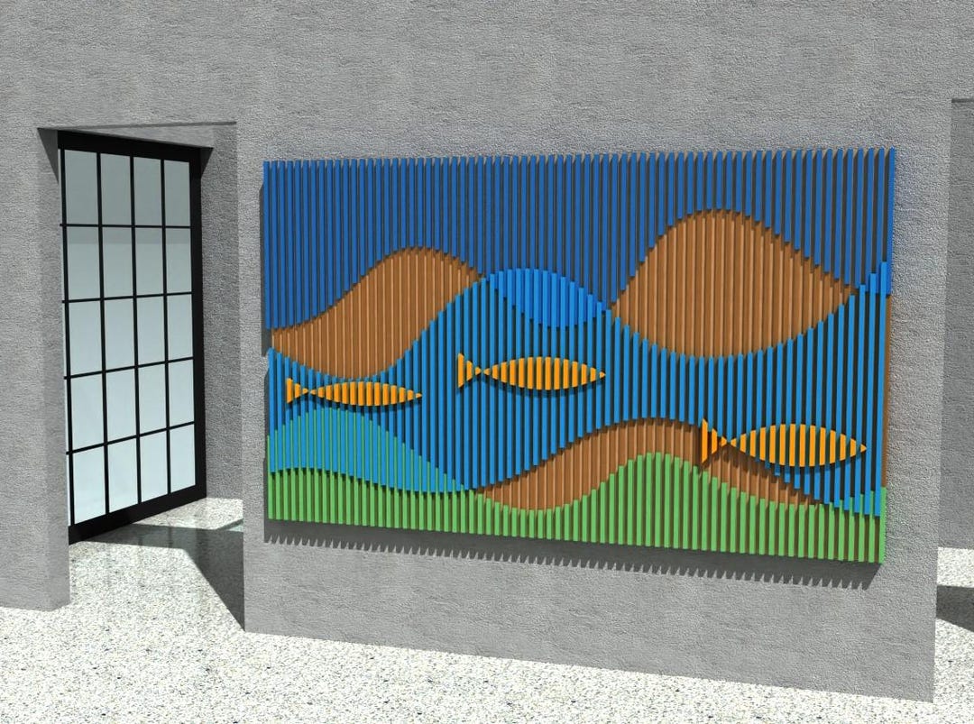 3D Wavy Wall Panel Digital Files: Ocean, Mountain, Fish Theme - Etsy