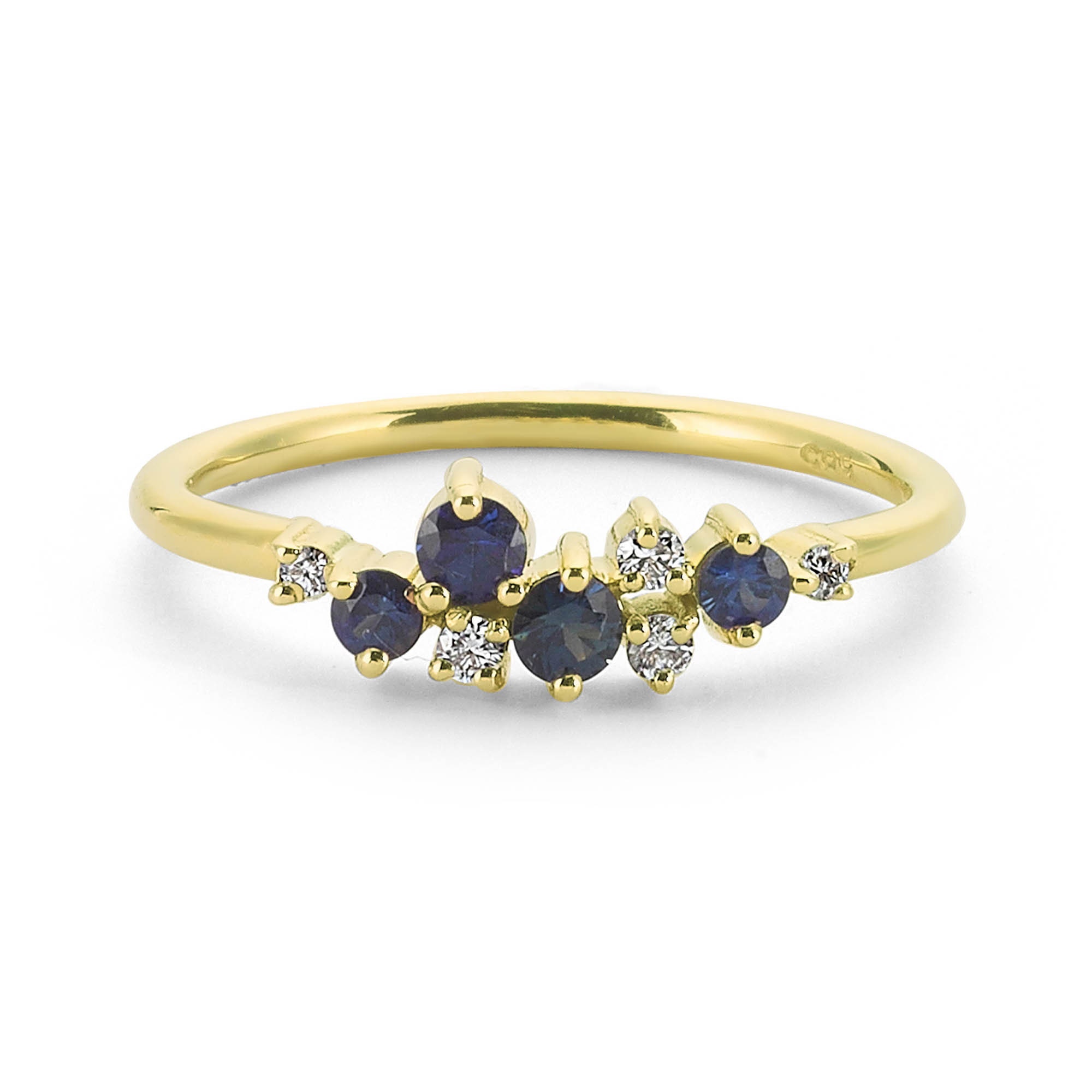 Sapphire and Diamond Cluster Stacking Ring 14k Solid Gold for - Etsy Canada