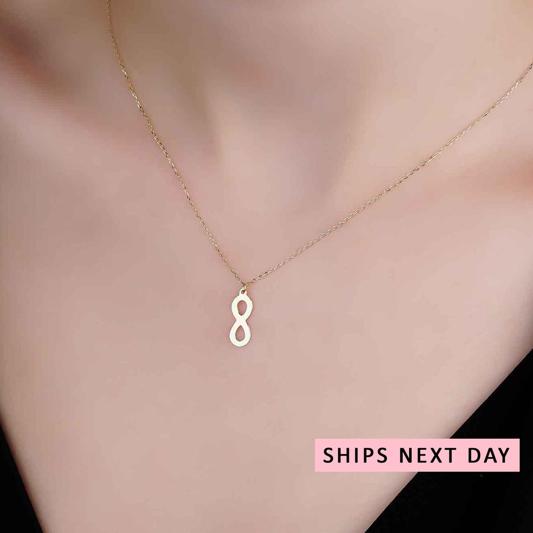 14k Solid Gold Infinity Symbol Charm Necklace - Etsy UK