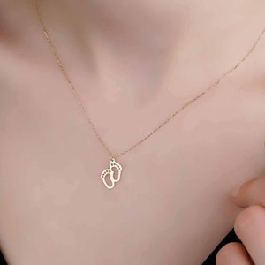Gold Baby Feet Charm Necklace With Adjustable Chain - Etsy