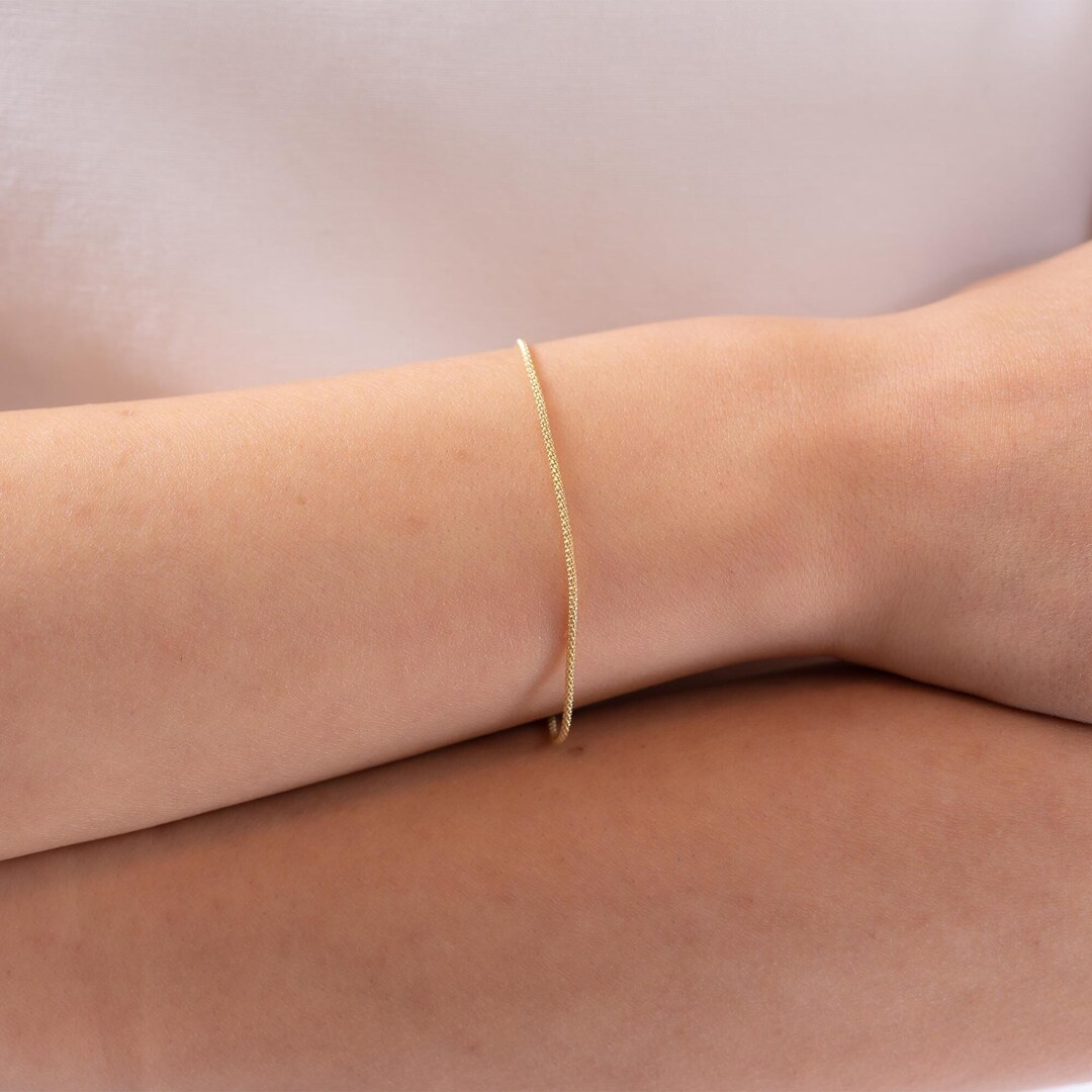 Thin Foxtail Chain Bracelet in 14k Solid Yellow Gold for Women - Etsy