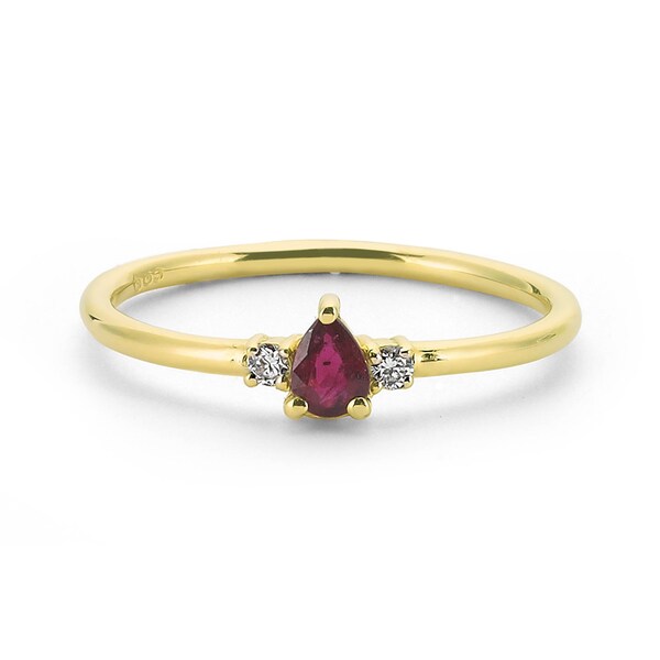 Diamond Ring With Ruby Side Stones - Etsy