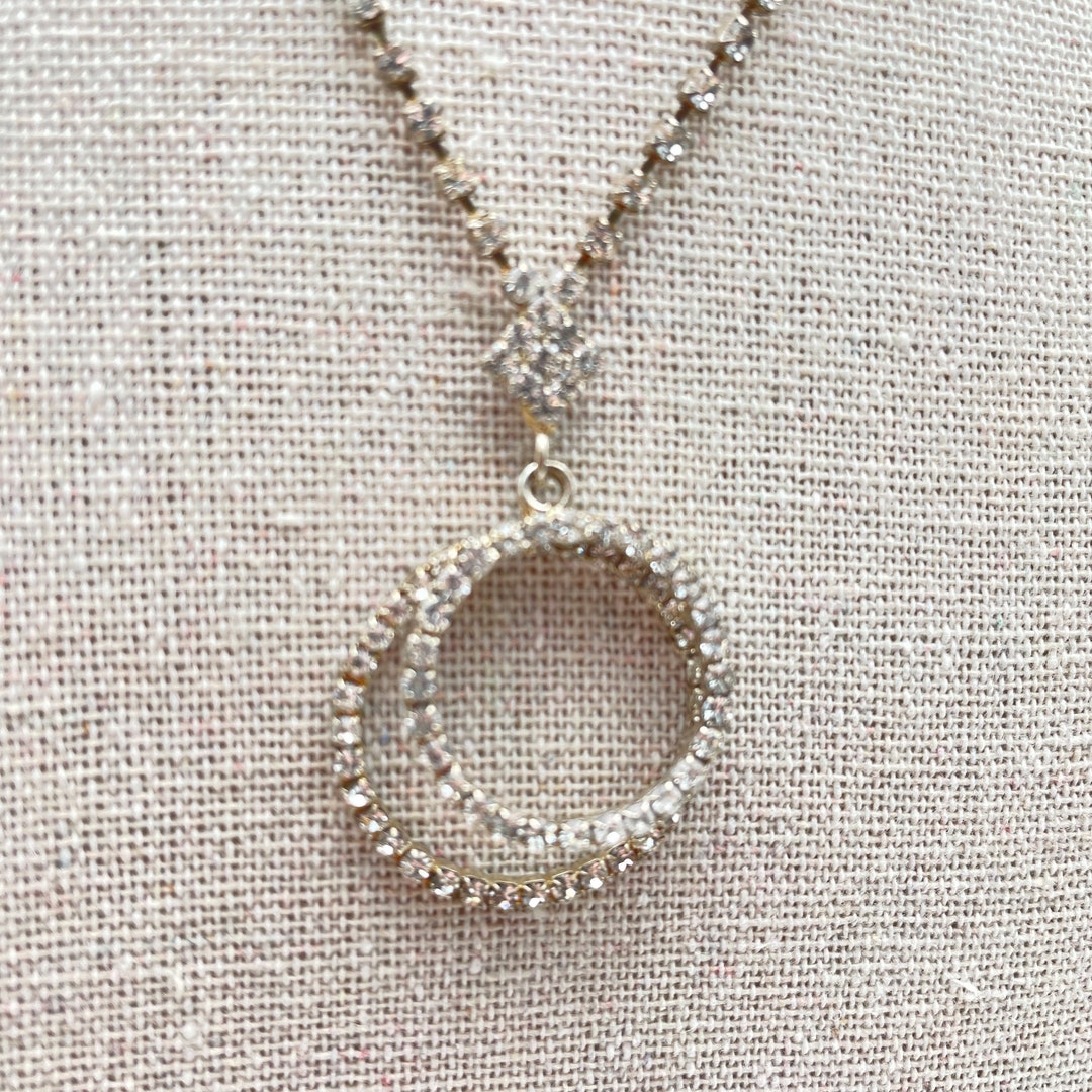 Christina Collection Rhinestone Necklace, Double Circle Swinging Clear ...