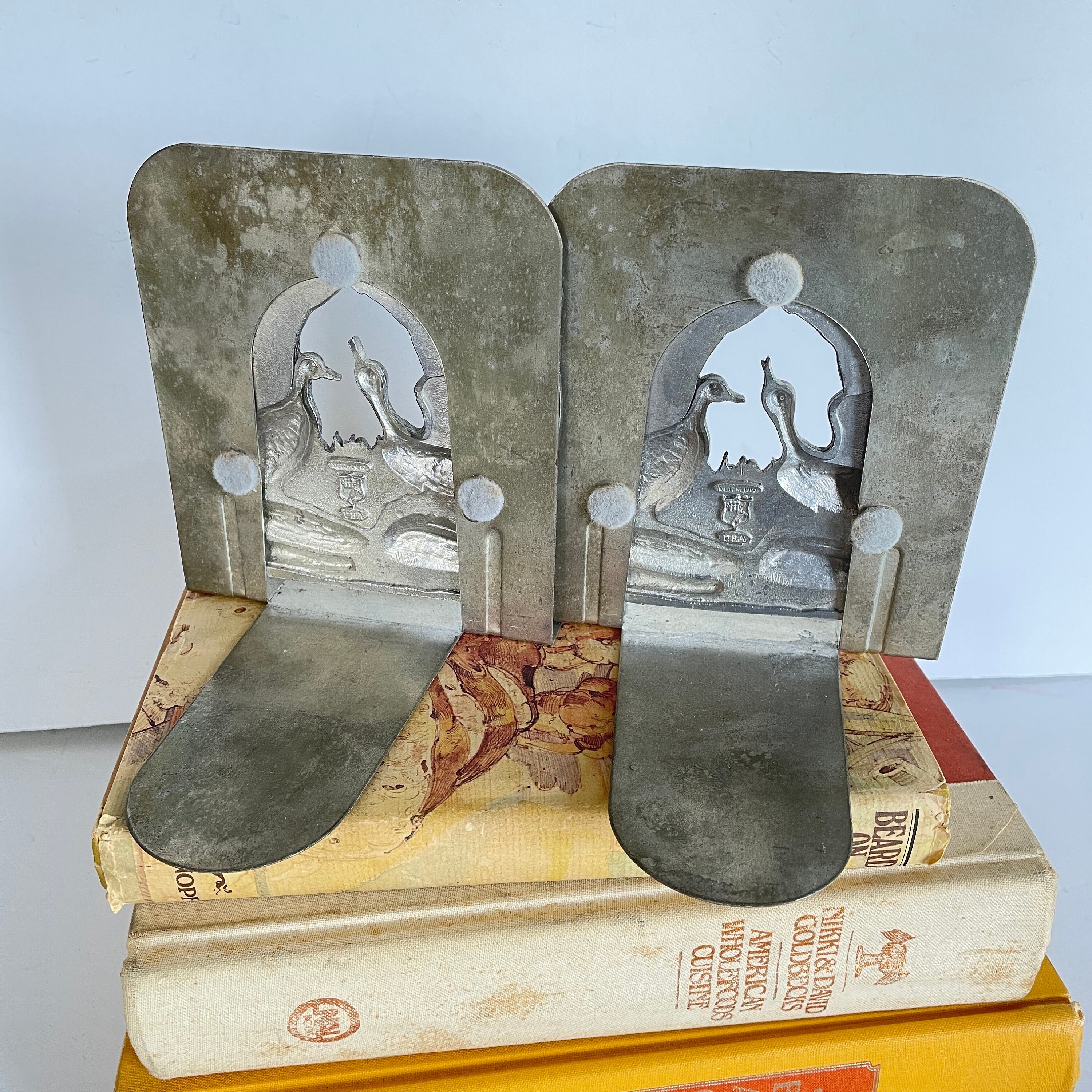 Metzke Pewter Duck Bookends 1980 Ducks in Cattail and Marsh - Etsy