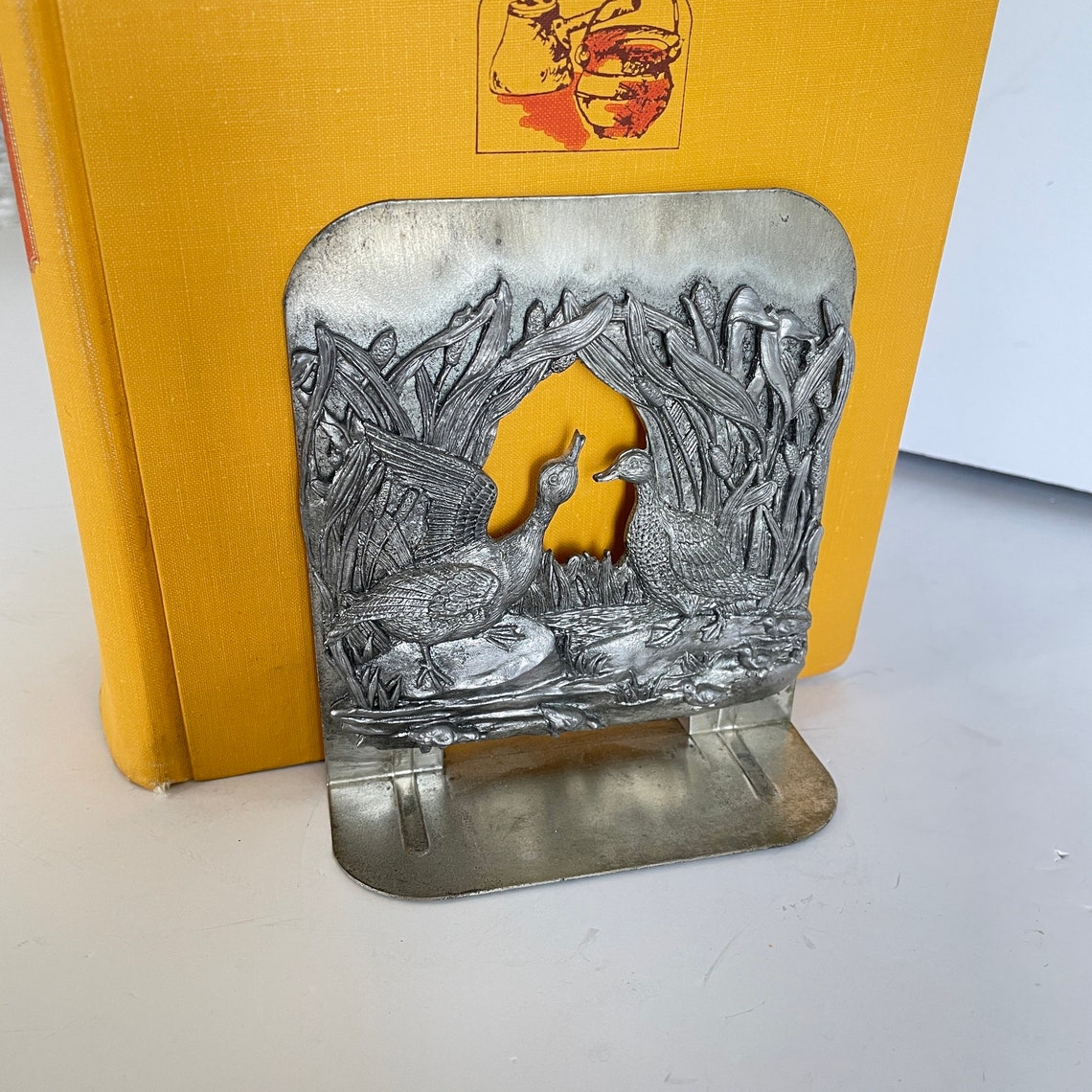 Metzke Pewter Duck Bookends 1980 Ducks in Cattail and Marsh - Etsy