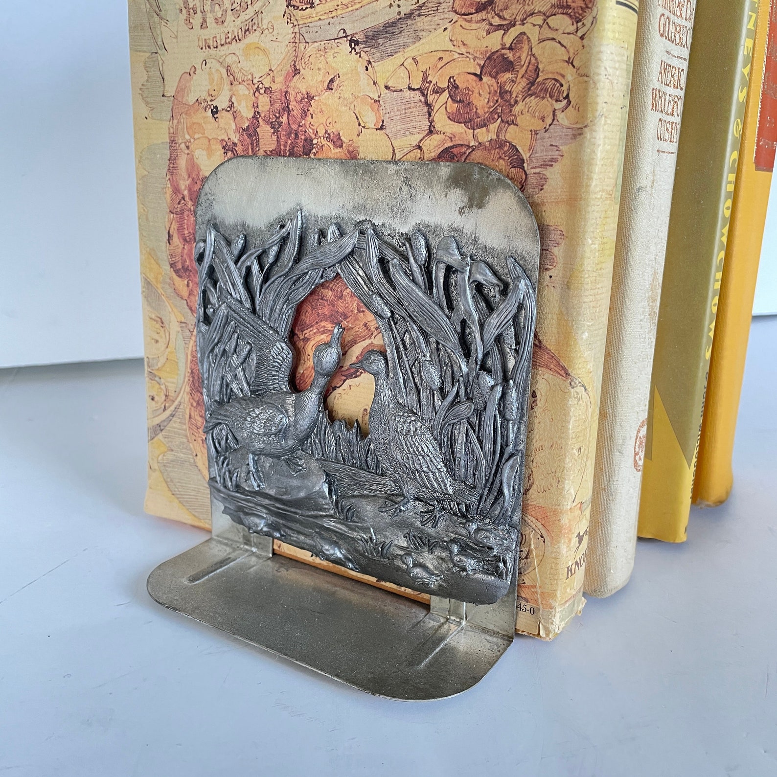 Metzke Pewter Duck Bookends 1980 Ducks in Cattail and Marsh - Etsy