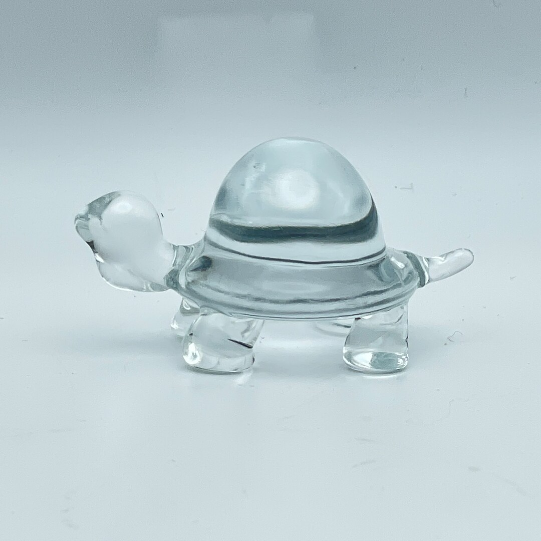 Clear Glass Turtle, Small Glass Tortoise, Art Glass Figurine, Sea Life ...