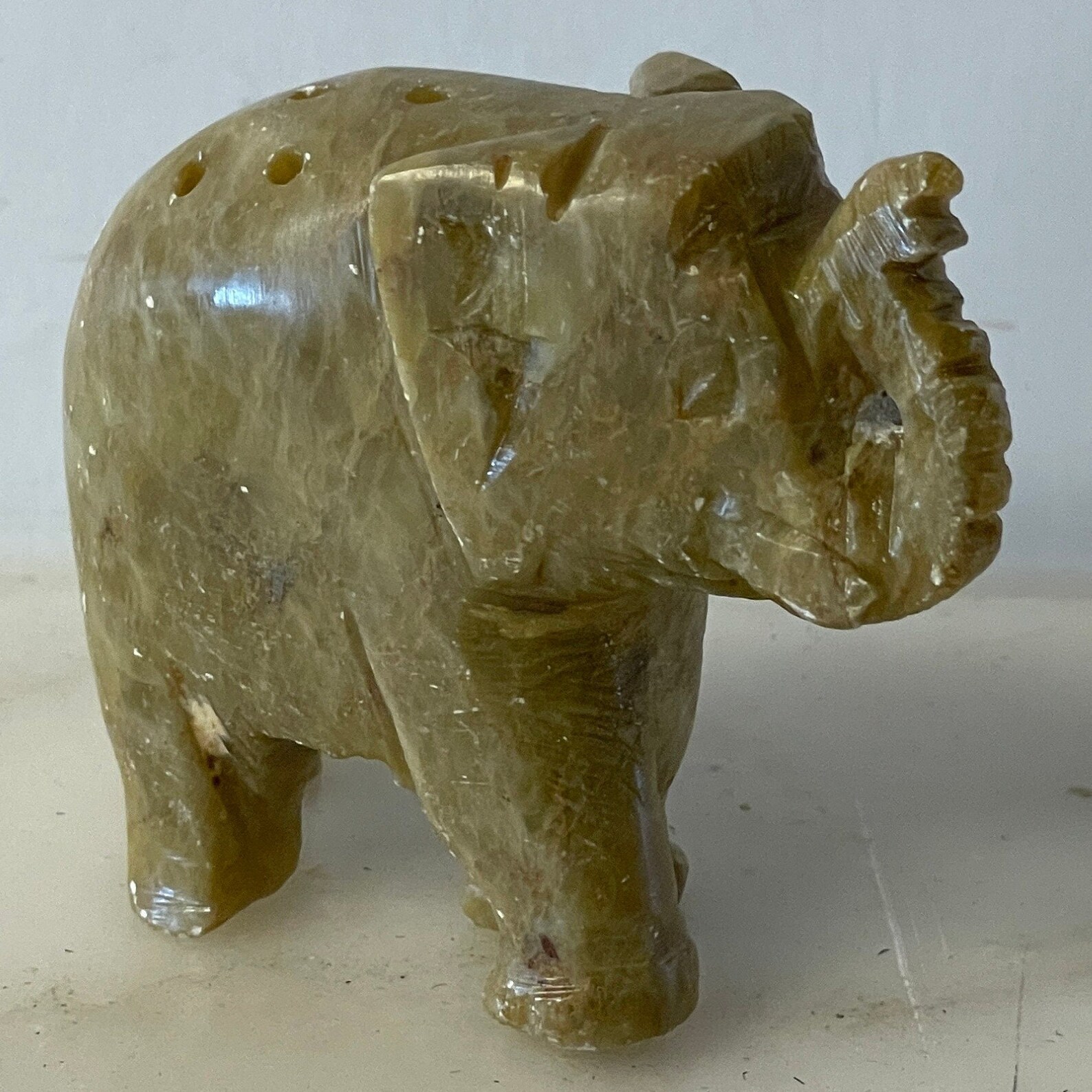 Alabaster Elephant Tooth Pick Holder Trunk up Elephant Made - Etsy