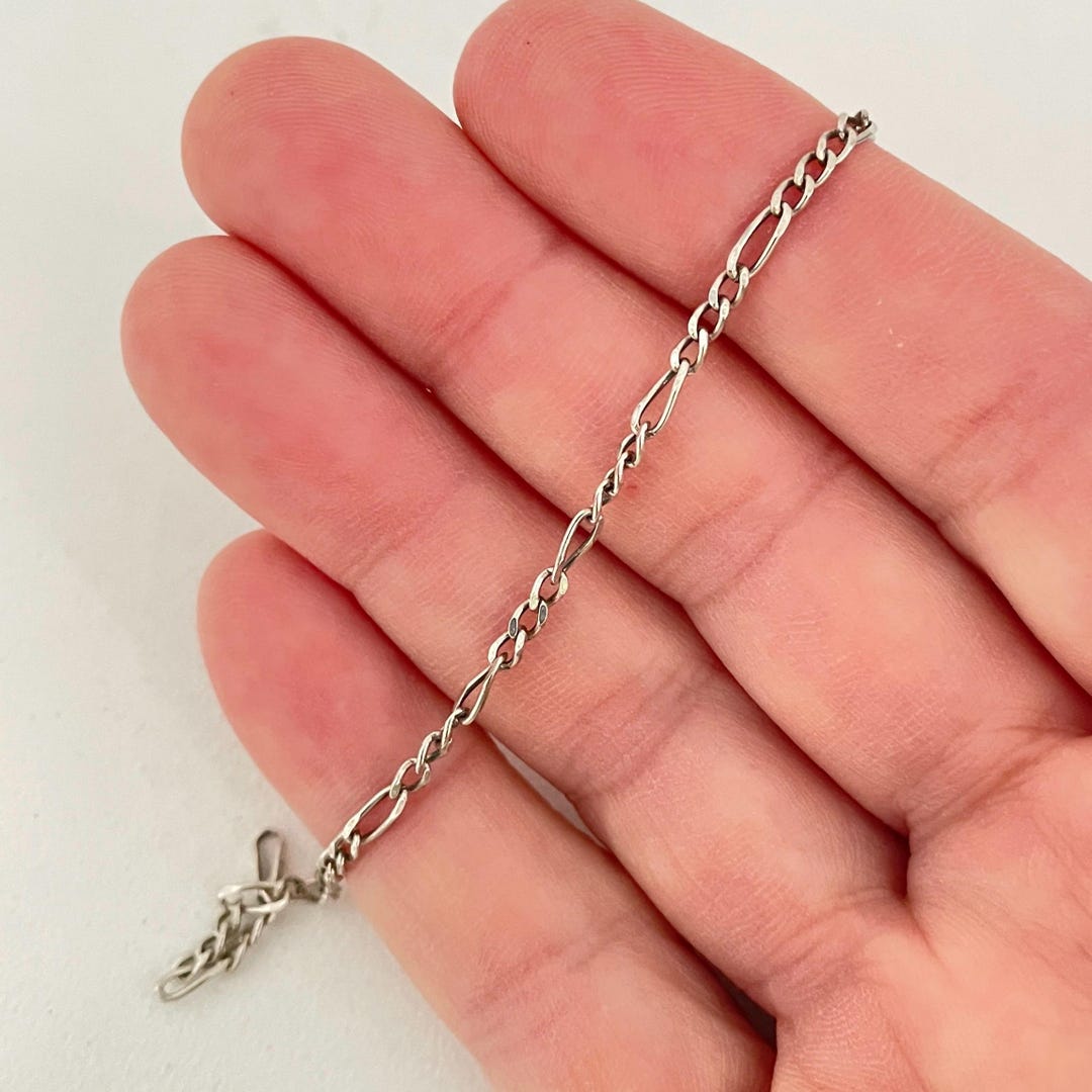 Sterling Silver Link Bracelet, Boho Hippie Layer Style Figaro Chain ...
